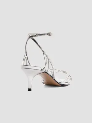 ALEXANDRE BIRMAN Solene 50mm Leather Sandals - Silver