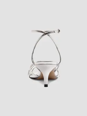 ALEXANDRE BIRMAN Solene 50mm Leather Sandals - Silver