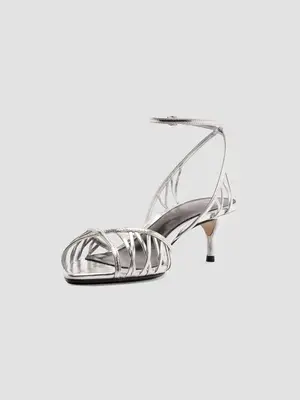 ALEXANDRE BIRMAN Solene 50mm Leather Sandals - Silver