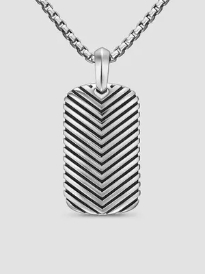 David Yurman Chevron Tag In Sterling 34mm