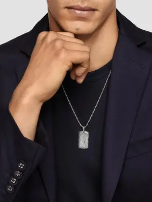 David Yurman Chevron Tag In Sterling 34mm