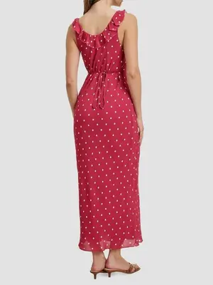 FAVORITE DAUGHTER The Blossom Ruffle Polka Dot Midi-dress