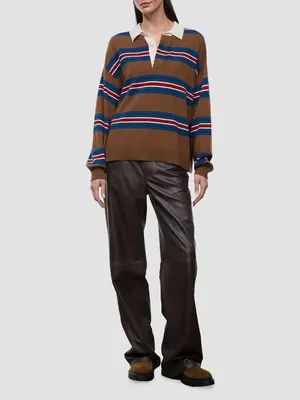 Staud Michael Striped Cashmere Polo Sweater