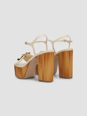 Schutz Enola 120mm Leather Platform Sandals - Egg Shell
