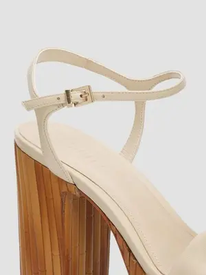Schutz Enola 120mm Leather Platform Sandals - Egg Shell