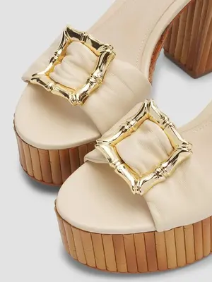 Schutz Enola 120mm Leather Platform Sandals - Egg Shell