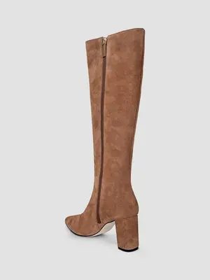 L'Agence Octavie 75mm Embellished Suede Boots - Sand Suede