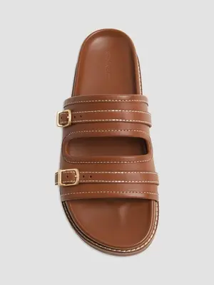 Simkhai Aura Leather Slide Sandals