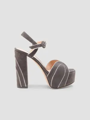 GIANVITO ROSSI 120mm Suede Platform Sandals - Silver Lapis