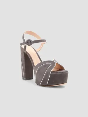 GIANVITO ROSSI 120mm Suede Platform Sandals - Silver Lapis