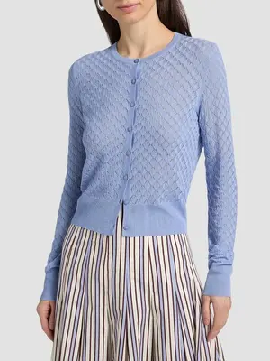 Lela Rose Pointelle-knit Cardigan