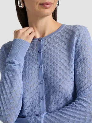 Lela Rose Pointelle-knit Cardigan