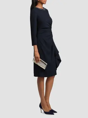 Rickie Freeman For Teri Jon Sequinned Crepe Sheath Knee-length Dress