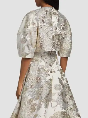Rickie Freeman For Teri Jon Metallic Jacquard Crop Bolero