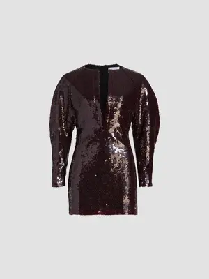 16Arlington Mitilla Split Neck Sequin Minidress