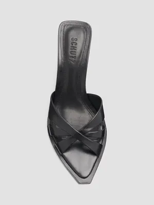 Schutz Keefa Leaf 75mm Leather Mules - Black