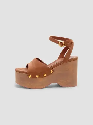 GIANVITO ROSSI 45mm Suede Platform Sandals - Praline