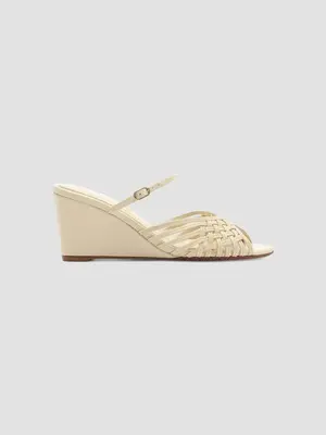 ALEXANDRE BIRMAN Lilian 75mm Leather Wedge Sandals - Eggshell