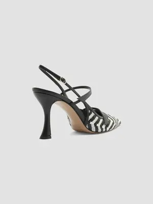 ALEXANDRE BIRMAN Tita 85mm Zigzag Raffia Slingback Pumps