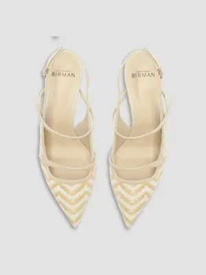ALEXANDRE BIRMAN Tita 60mm Raffia-leather Slingback Pumps