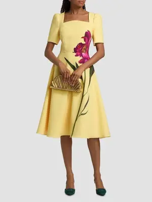 Rickie Freeman For Teri Jon Flower Scuba A-line Midi-dress