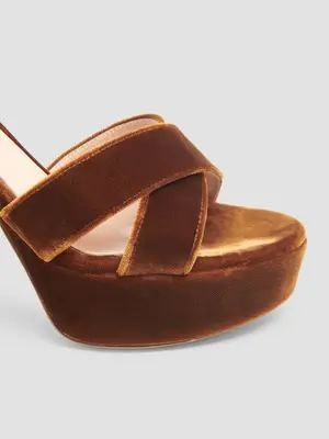 GIANVITO ROSSI Sabrina 70mm Platform Velvet Sandals