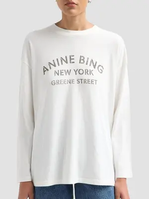 ANINE BING Ivan Stencil Logo Crewneck T-shirt