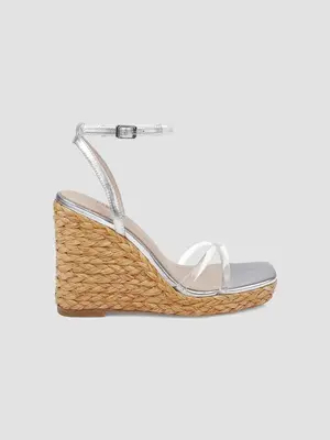 L'Agence Malone 110mm Espadrille Wedge Sandals - Silver