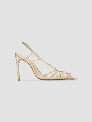 Schutz Seraphine 110mm Snakeskin-embossed Leather Peep-toe Sandals