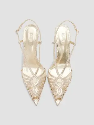 Schutz Seraphine 110mm Snakeskin-embossed Leather Peep-toe Sandals