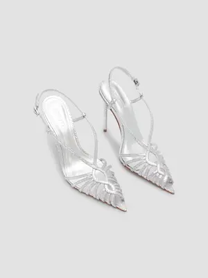 Schutz Seraphine 110mm Snakeskin-embossed Leather Peep-toe Sandals