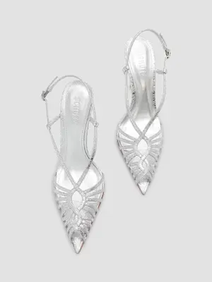 Schutz Seraphine 110mm Snakeskin-embossed Leather Peep-toe Sandals