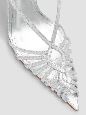 Schutz Seraphine 110mm Snakeskin-embossed Leather Peep-toe Sandals