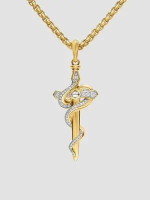 David Yurman Ouroboros Snake Amulet In 18k Yellow Gold - Diamond