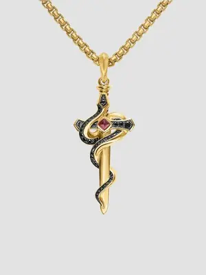 David Yurman Ouroboros Snake Amulet In 18k Yellow Gold - Ruby