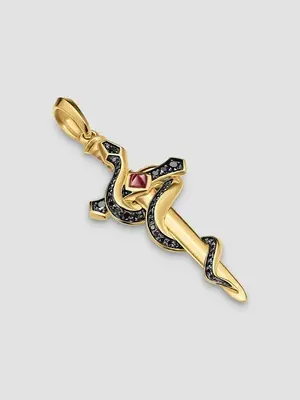 David Yurman Ouroboros Snake Amulet In 18k Yellow Gold - Ruby