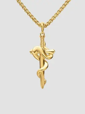 David Yurman Ouroboros Snake Amulet In 18k Yellow Gold - Ruby