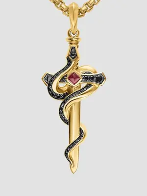 David Yurman Ouroboros Snake Amulet In 18k Yellow Gold - Ruby