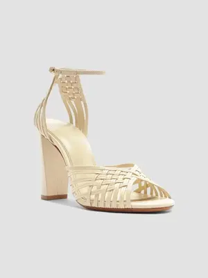 ALEXANDRE BIRMAN Lilian 90mm Woven Leather Block Heel Sandals