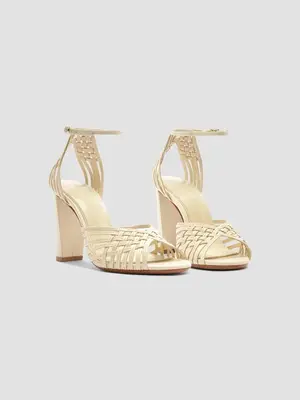 ALEXANDRE BIRMAN Lilian 90mm Woven Leather Block Heel Sandals
