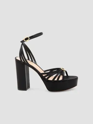 GIANVITO ROSSI 100mm Crepe Satin Platform Sandals - Black