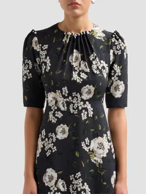 Rickie Freeman For Teri Jon Embellished Floral Cocktail Midi Dress