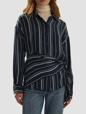FAVORITE DAUGHTER The Positano Wrap Shirt - Midnight Grey