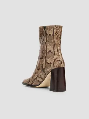 STUART WEITZMAN Vera Zip Snake-embossed Leather Booties