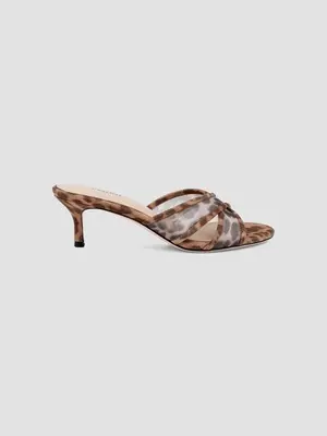 L'Agence Padua 60mm Mesh-suede Kitten-heel Sandals - Leopard