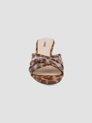 L'Agence Padua 60mm Mesh-suede Kitten-heel Sandals - Leopard