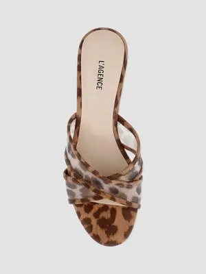 L'Agence Padua 60mm Mesh-suede Kitten-heel Sandals - Leopard