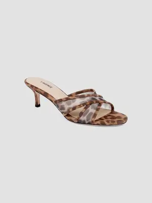 L'Agence Padua 60mm Mesh-suede Kitten-heel Sandals - Leopard