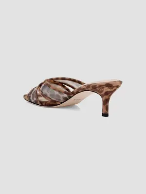 L'Agence Padua 60mm Mesh-suede Kitten-heel Sandals - Leopard