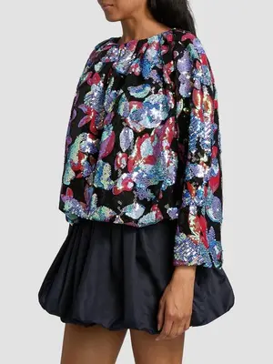 16Arlington Lights On Relaxed Fit Sequined Polin Top - Multi